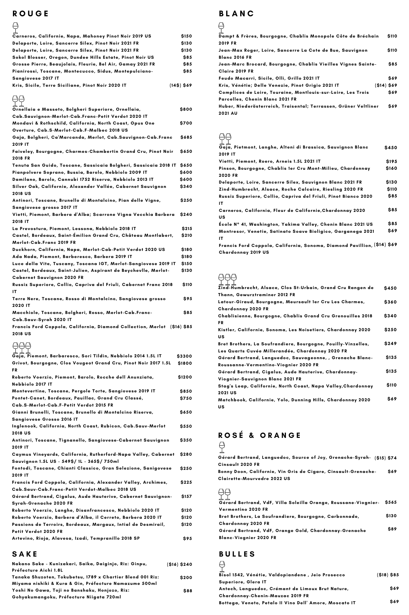 Menu – Palma* MTL